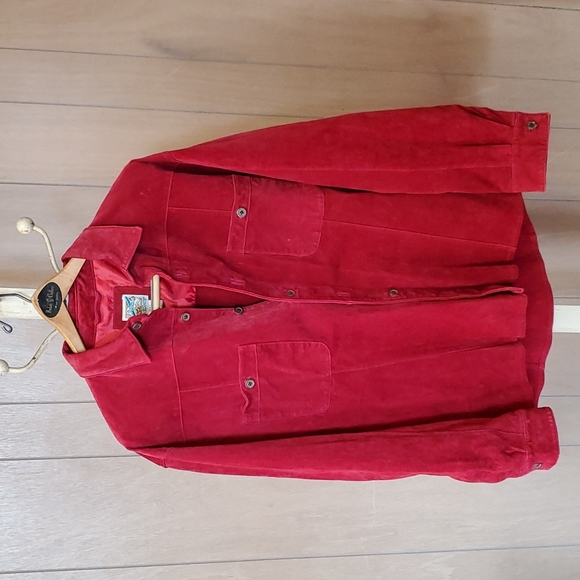 TravelSmith | Jackets & Coats | Travelsmith Red Suede Jacket Mens ...